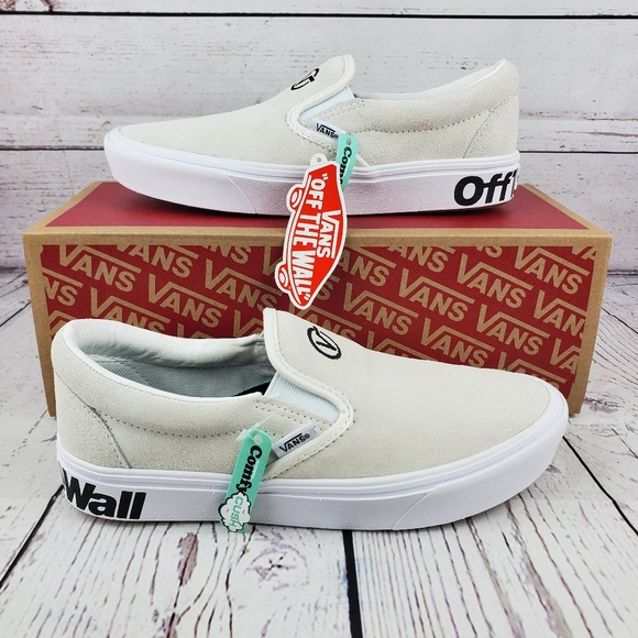 Vans | Shoes | New Vans Comfycush Slip On Distort Cream Suede | Poshmark